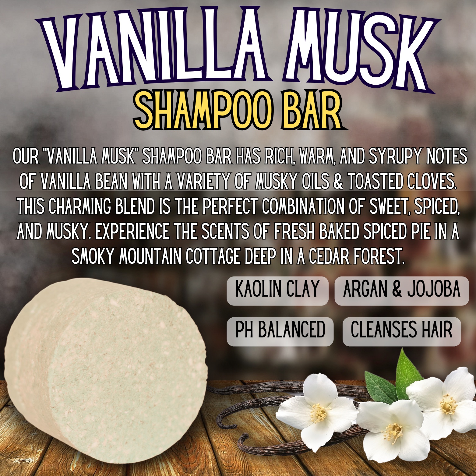 Dầu gội Grizzly Naturals Vanilla Musk Shampoo Bar pH Balanced