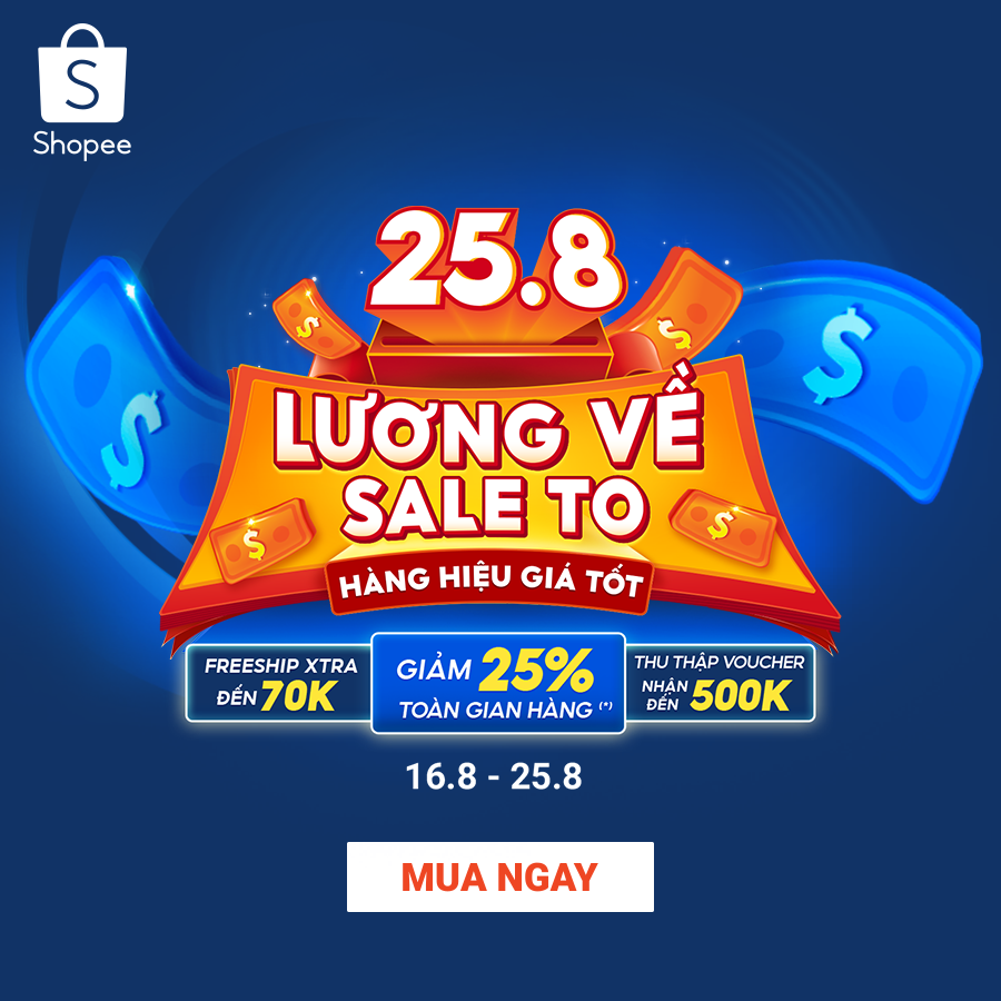 Shopee 25.8 Săn Voucher 500K, freeship xtra 70K, ưu đãi giảm 1 triệu