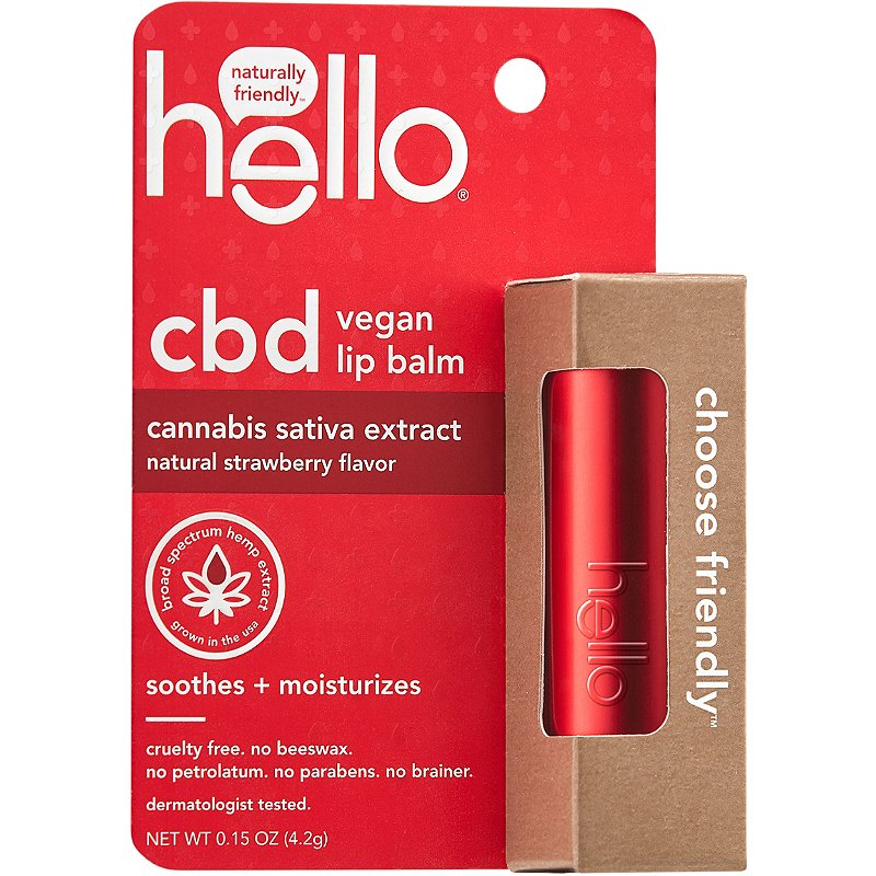 Hello Cannabis Sativa Extract Cbd Vegan Lip Balm Natural Strawberry