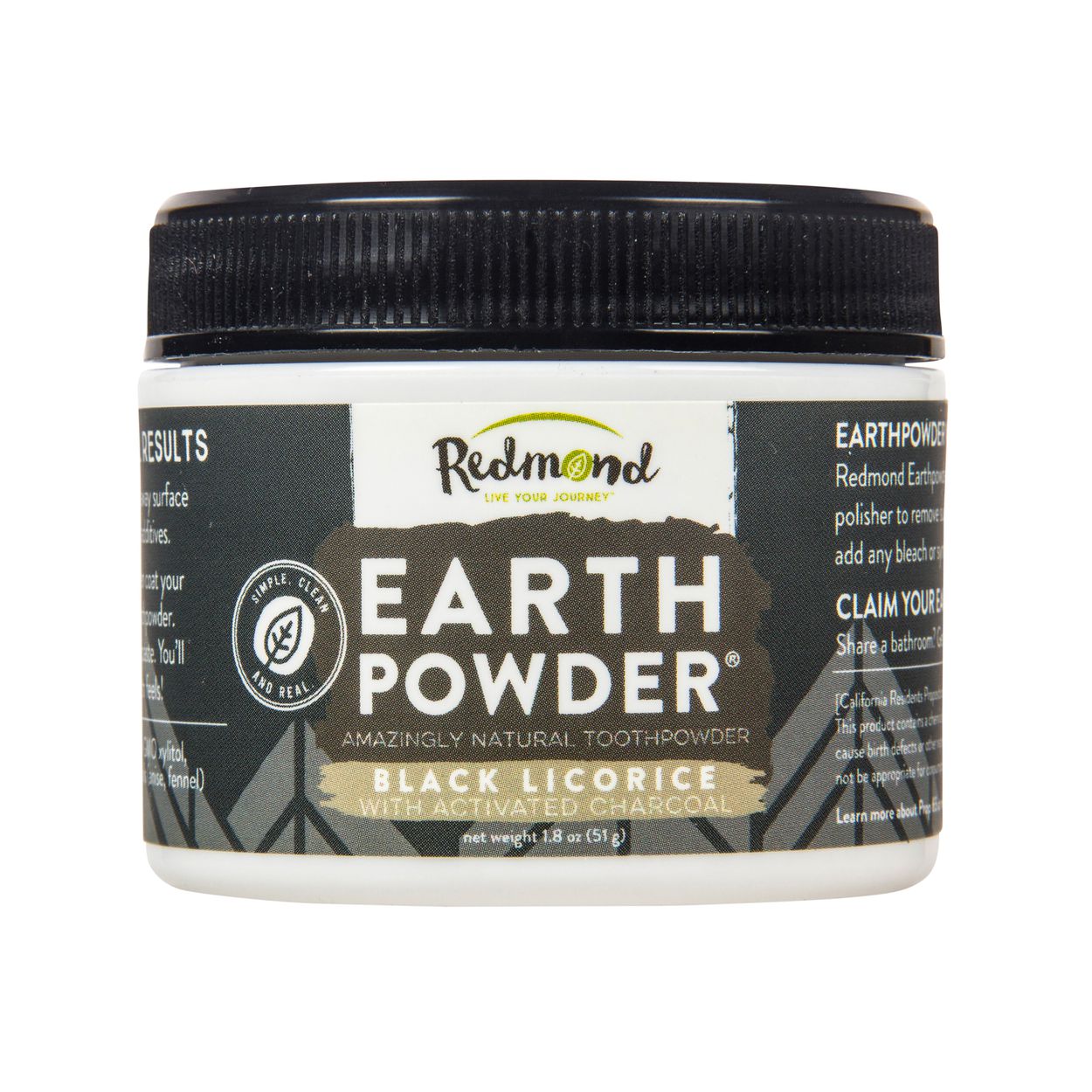 Redmond Earth Powder Toothpowder Black Licorice With Activated