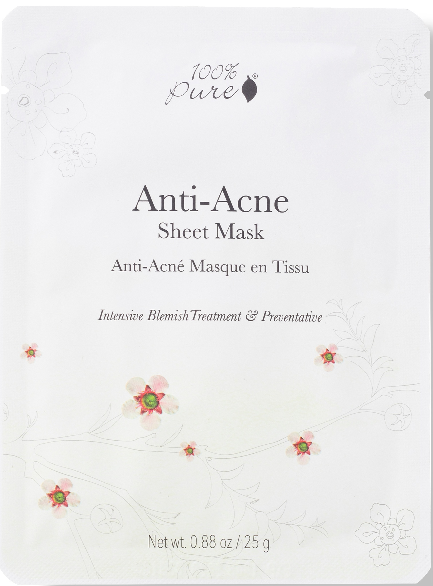 Thành phần Mặt nạ 100% Pure Anti Acne Sheet Mask đầy đủ