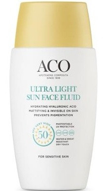Thành phần ACO Sun Ultra Light Face Fluid SPF 50+ đầy đủ