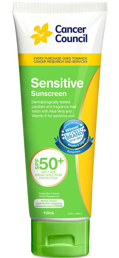 Full ingredients list Cancer Council Sensitive Sunscreen ...
