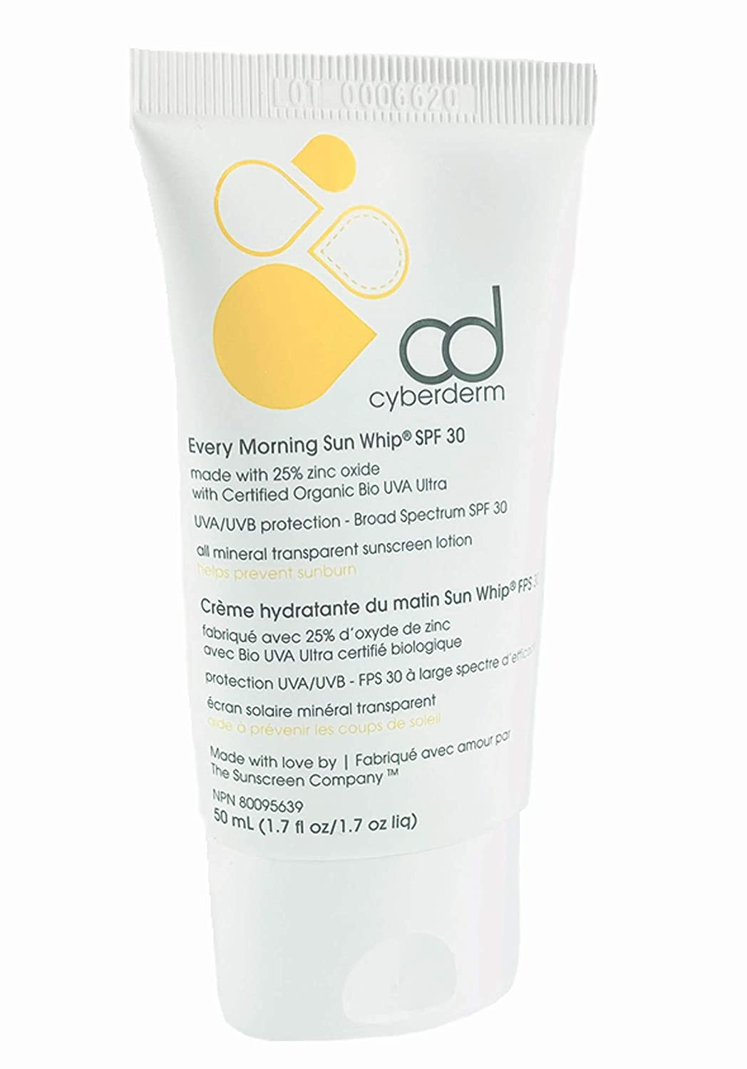 Full ingredients list CyberDERM Every Morning Sun Whip SPF 30