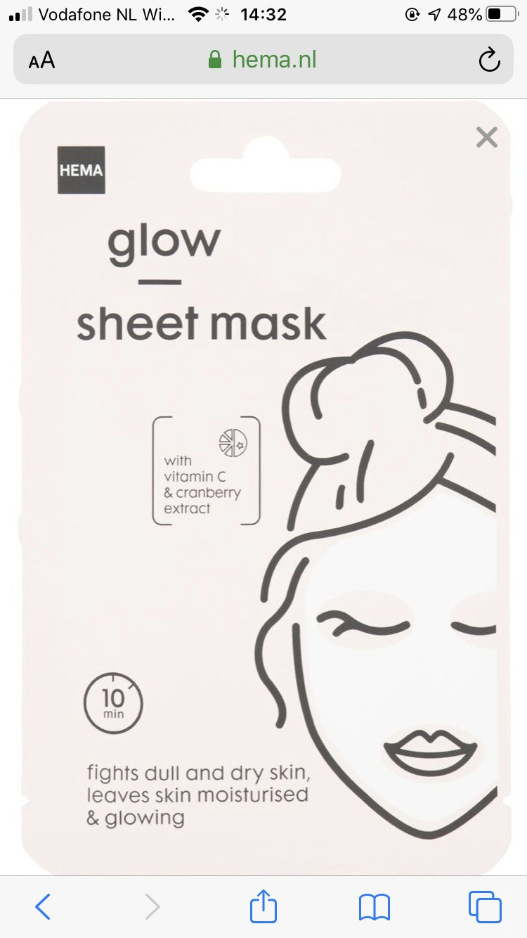 Thành phần Mặt nạ Hema Glow Sheet Mask đầy đủ