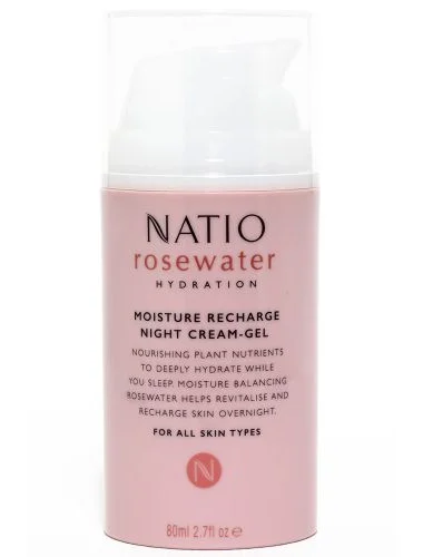 Natio Rosewater Hydration Moisture Recharge Night Cream-Gel