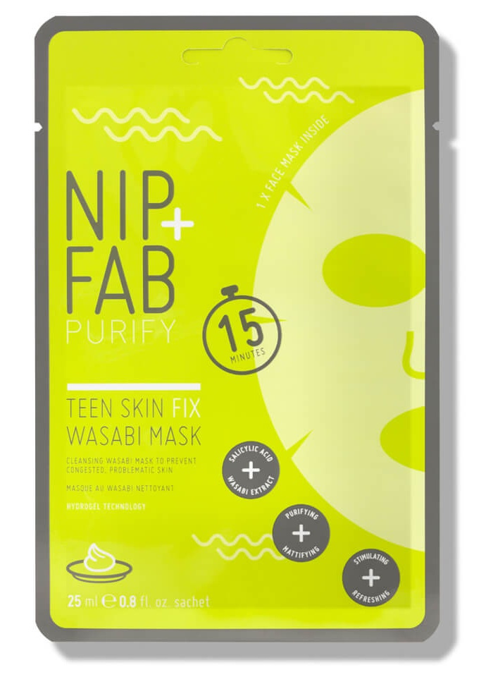Full ingredients list Nip+Fab Teen Skin Fix Wasabi Mask