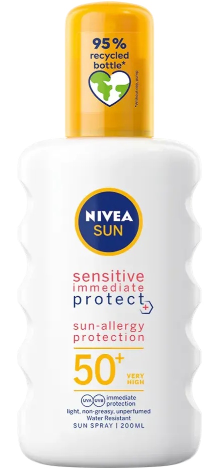 Xịt Nivea Sun Sensitive Immediate Protect Sunscreen Spray SPF 50+