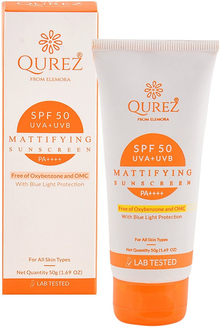 Full ingredients list Qurez SPF 50 UVA+UVB Mattifying ...