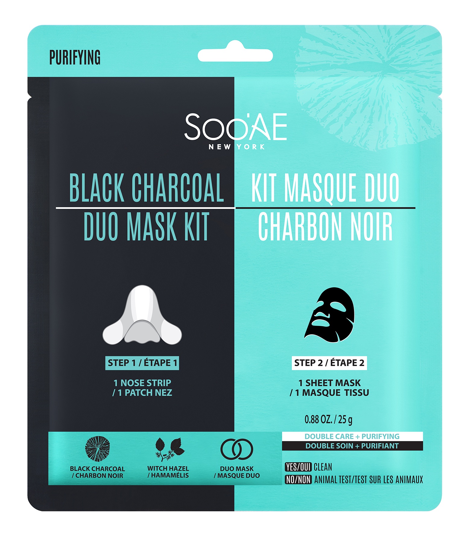 Thành phần SOO'AE Black Charcoal Kit Masque Duo đầy đủ