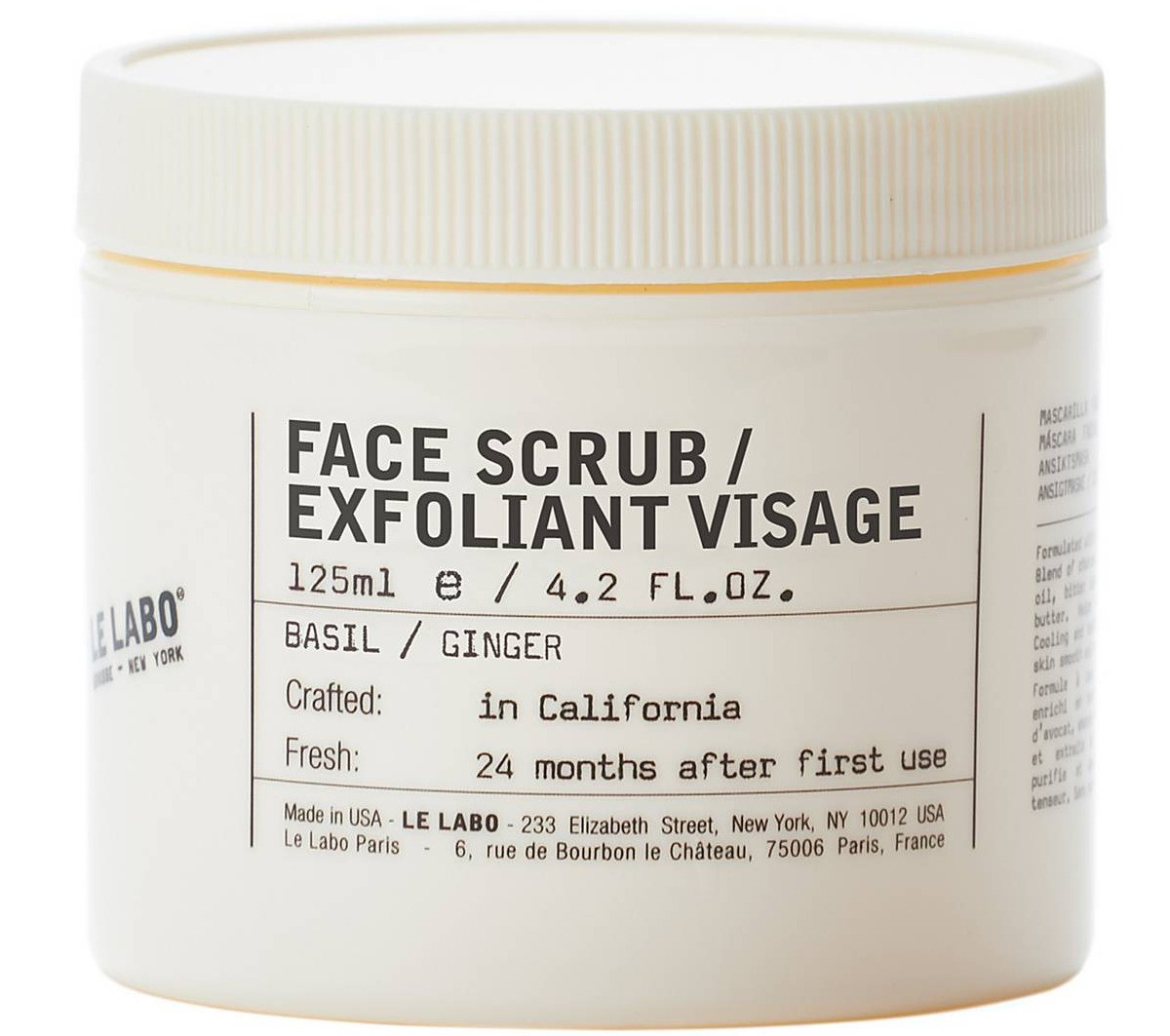 Full ingredients list Le Labo Basil Face Scrub