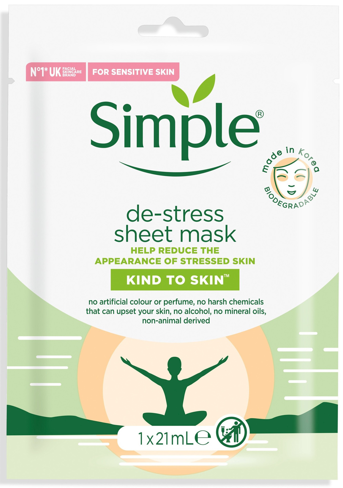 Full ingredients list Simple De-stress Sheet Mask