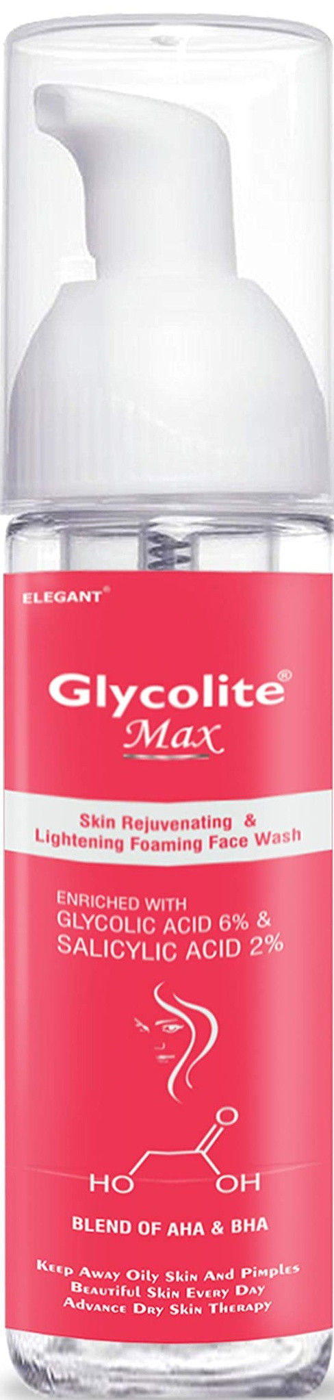 Elegant Glycolite Max Foaming Facewash With Glycolic Acid 6%