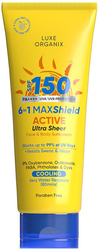 Luxe Organix SPF 150 Pa++++ 6in1 Maxshield Active Ultra Sheer Face And ...