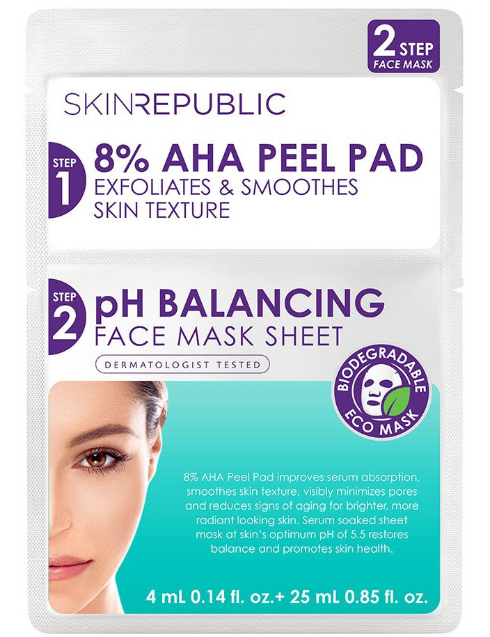 Mặt nạ Skin Republic 2 Step AHA Peel Pad + PH Balancing Face Mask