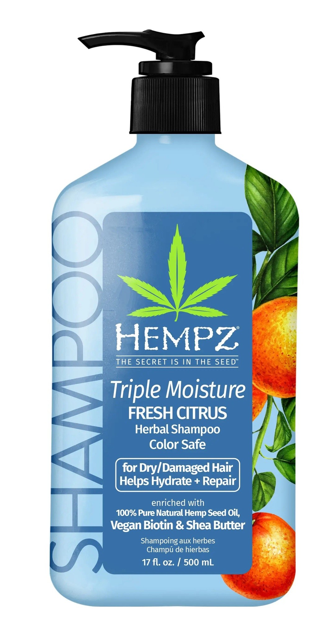 Hempz Triple Moisture Fresh Citrus Herbal Shampoo With Vegan Biotin ...